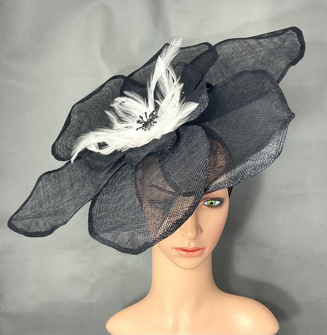 Black and White Flower Kentucky Derby Fascinator Headpiece ,extra Large ...