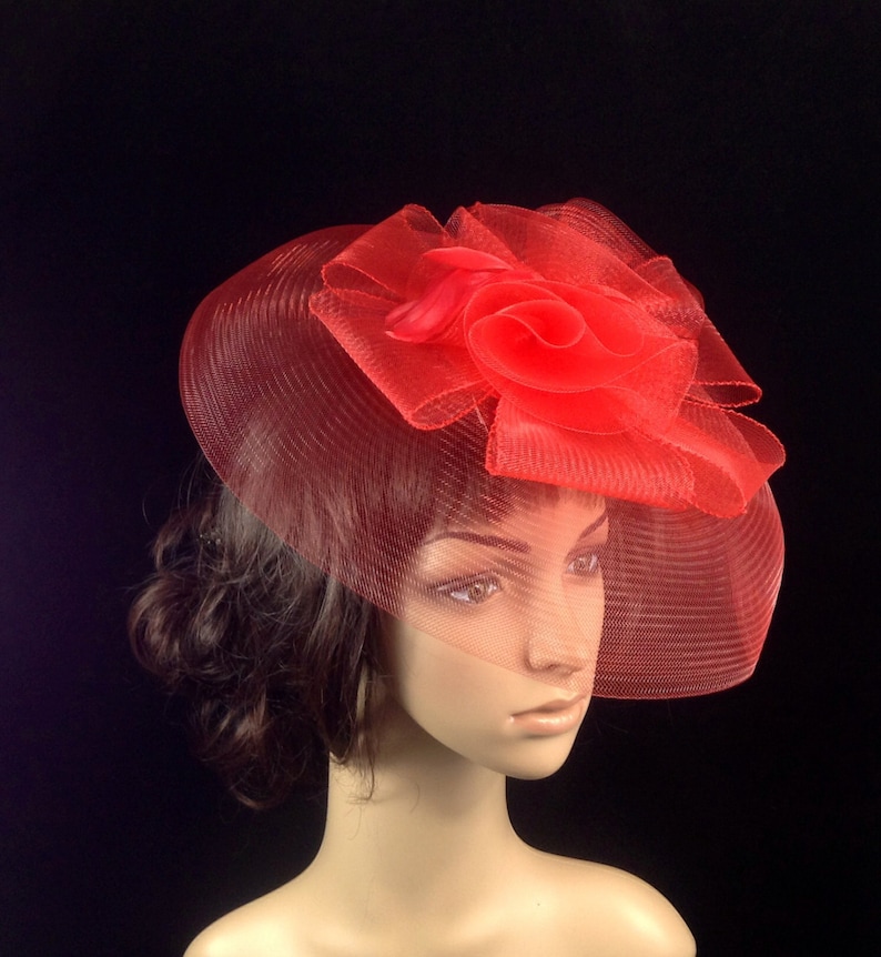 Red Feather Fascinator Red Derby Hat Mesh Fascinator Hat - Etsy