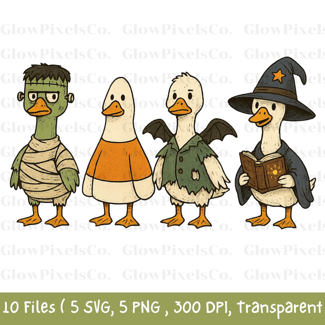 Halloween Goose Clipart Bundle: Mummy, Vampire, Wizard (PNG, SVG ...