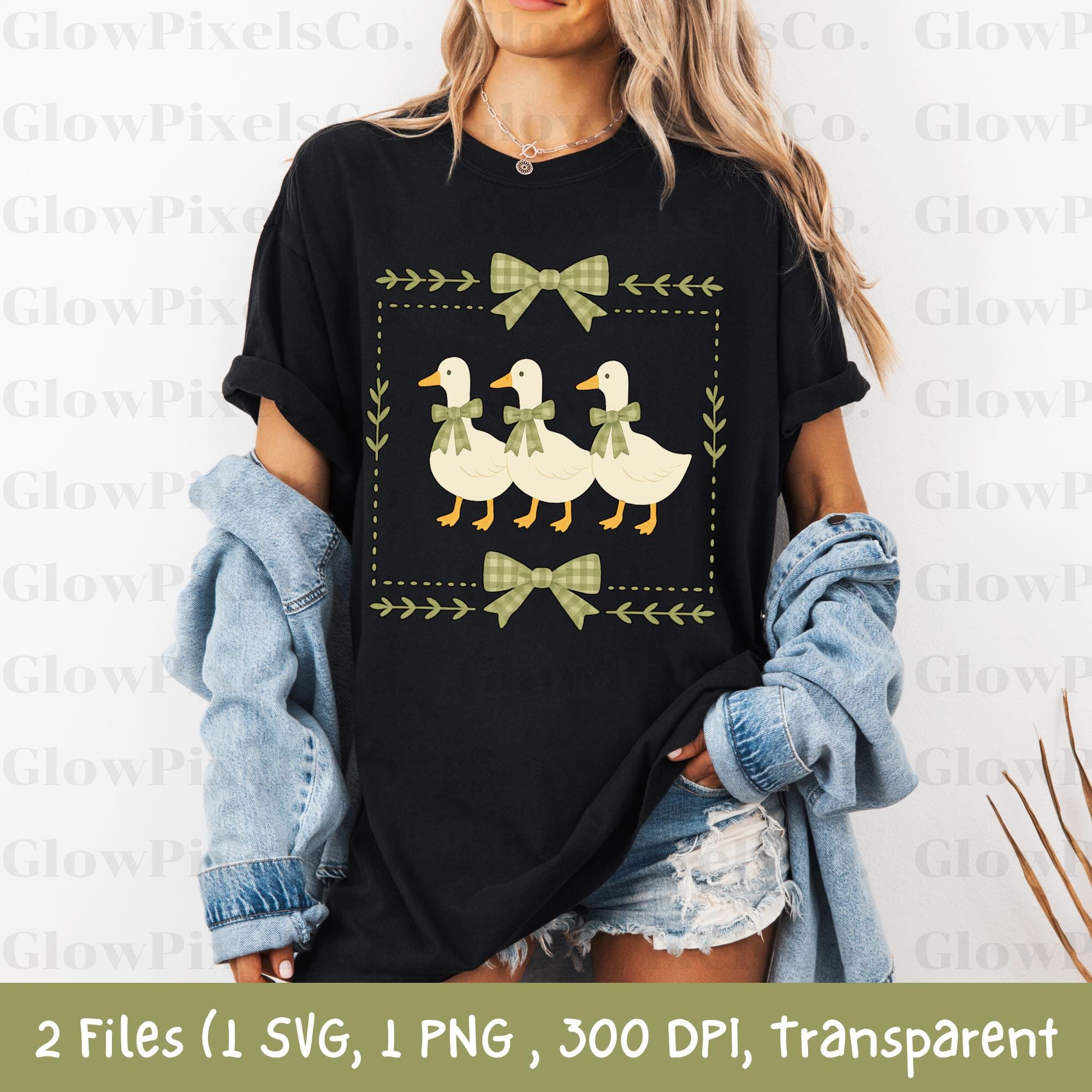 Retro Green Ribbon Goose Clipart: 1980s Vintage Graphic (SVG PNG ...