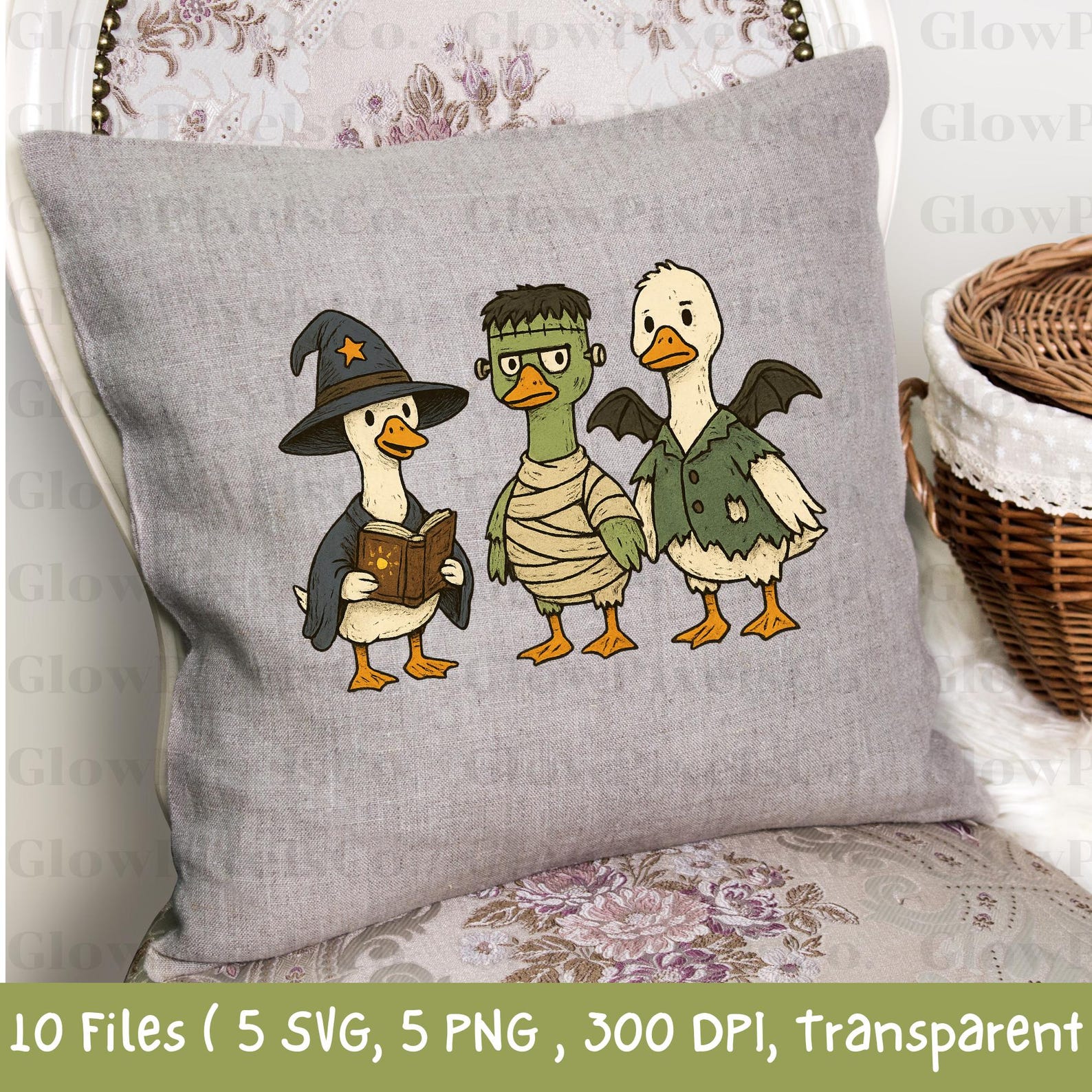 Halloween Goose Clipart Bundle: Mummy, Vampire, Wizard (PNG, SVG ...