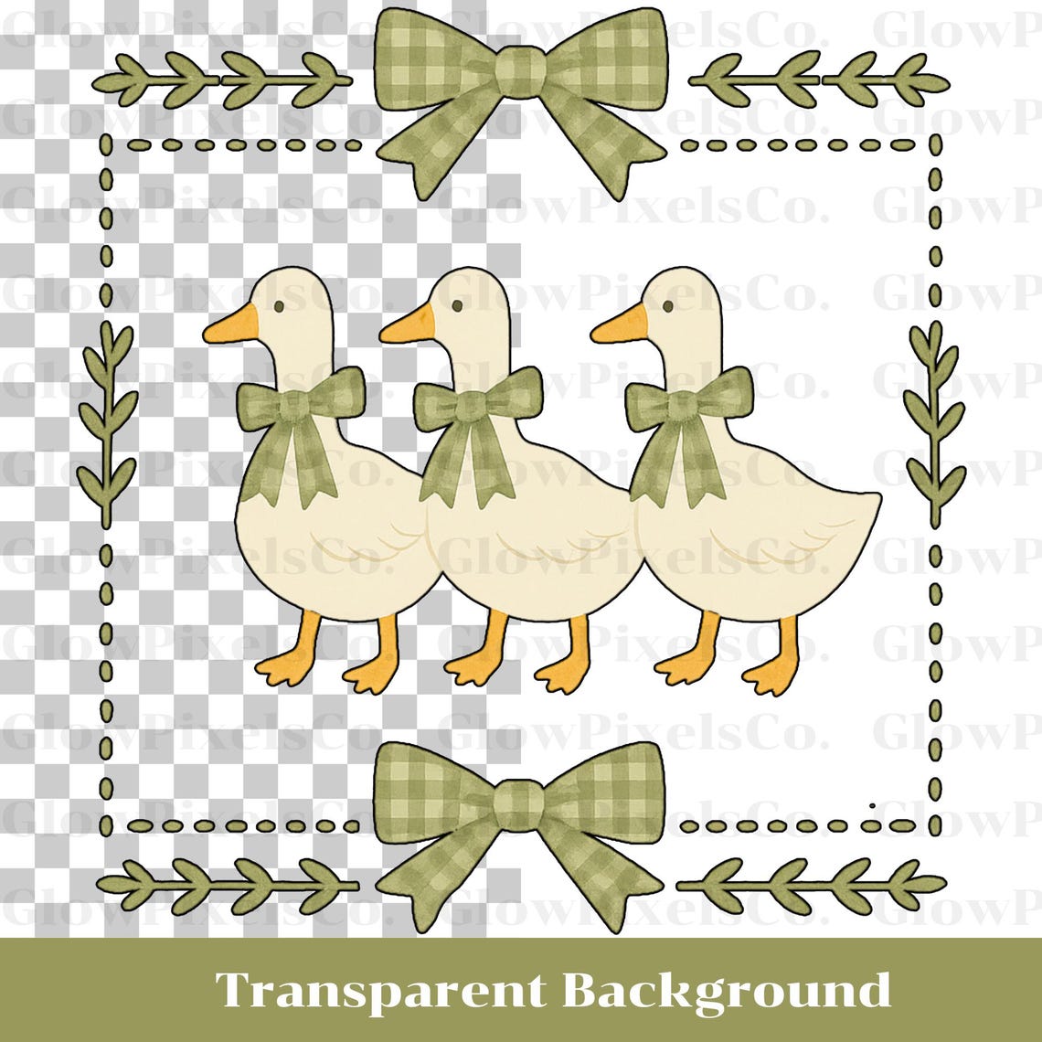 Retro Green Ribbon Goose Clipart: 1980s Vintage Graphic (SVG PNG ...