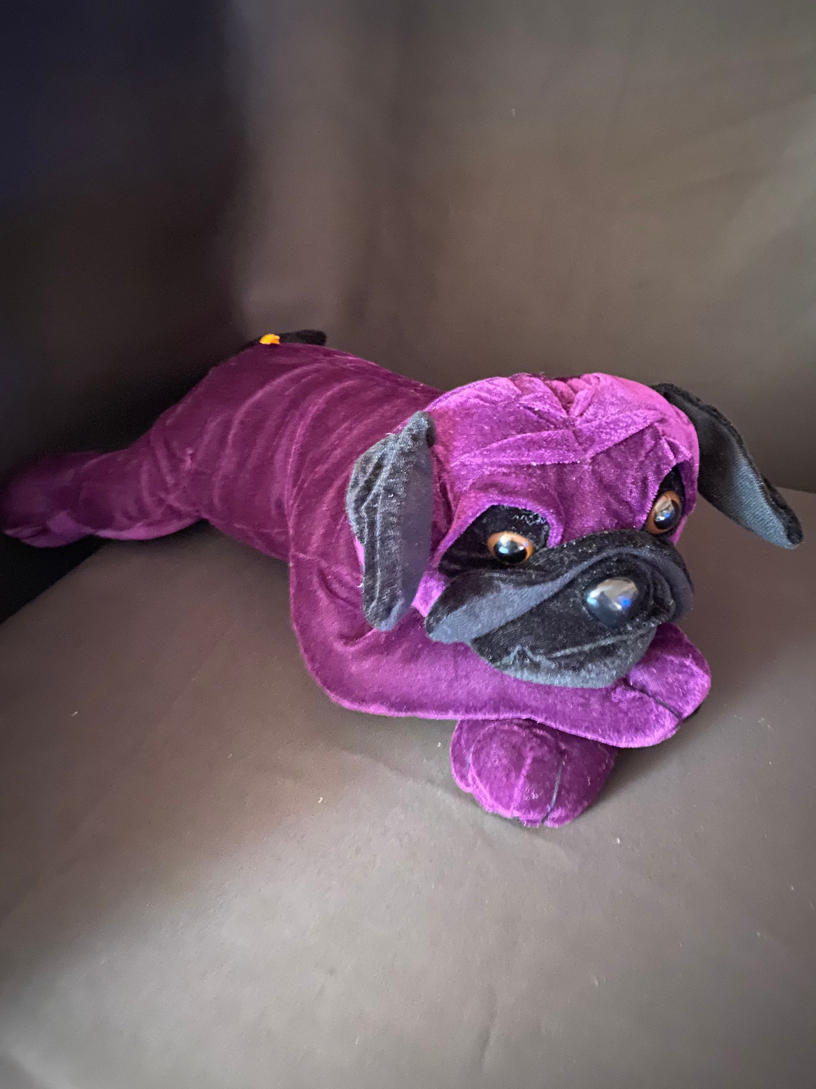 Purple and Black Velvet bull dog stuffy plush soft toy 20 by | Etsy