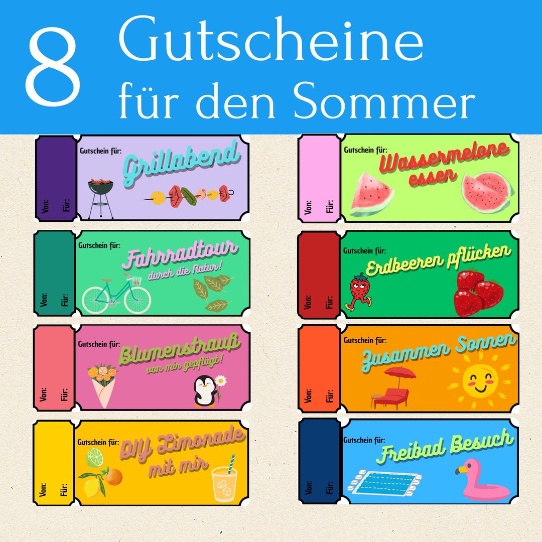Summer Vouchers Craft Template, Template, Summer Gifts, Gift Vouchers ...