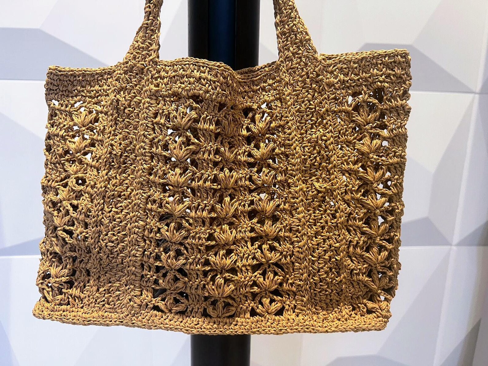 Handmade Crochet Shoulder Bag | Beige Paper Yarn Tote - Etsy