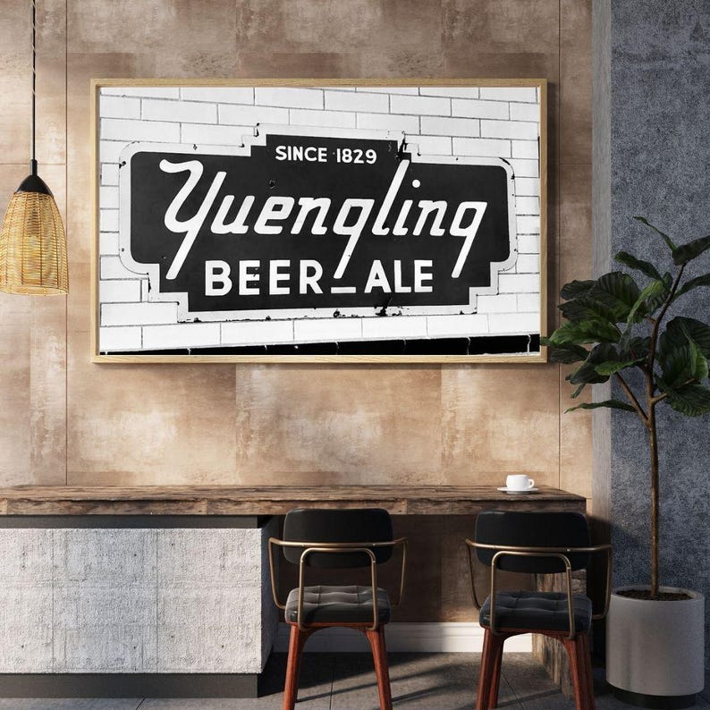 Yuengling Vintage Beer Sign - Black and White Wall Art - Etsy