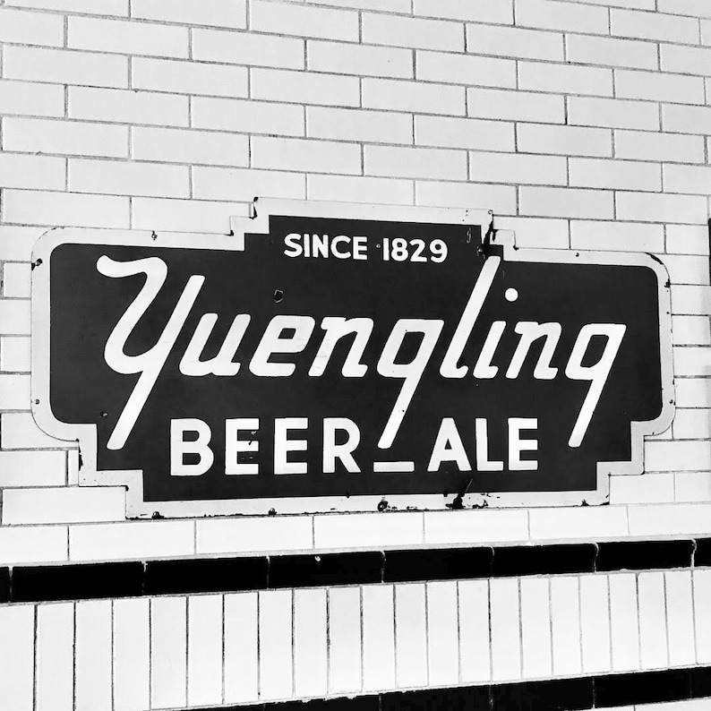 Yuengling Vintage Beer Sign - Black and White Wall Art - Etsy