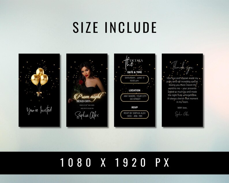 Animated Prom Invitation, Black and Red Prom Invitation, Editable Prom ...