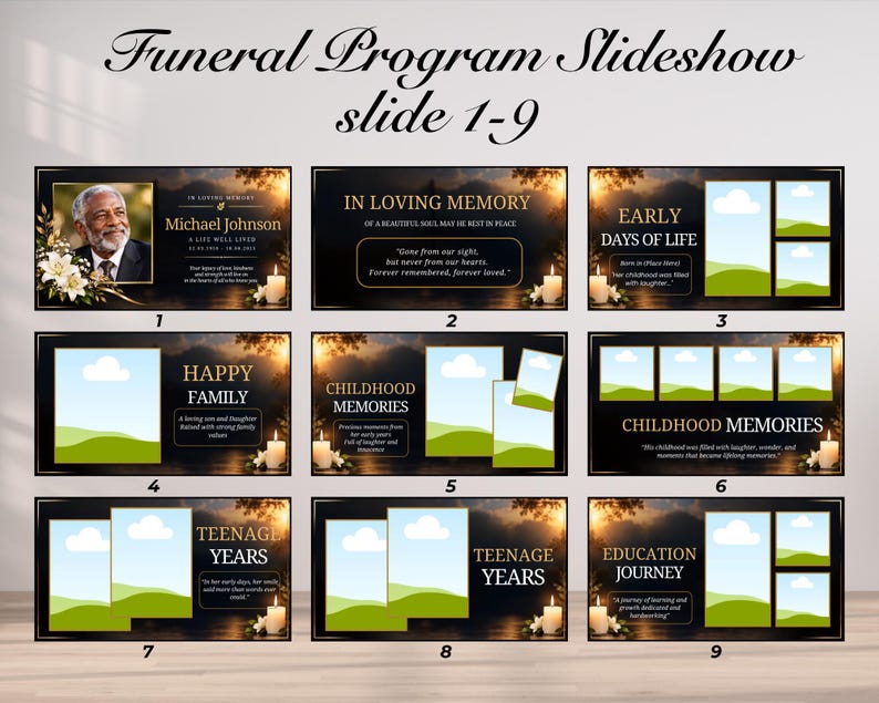 Funeral Slideshow Template | Celebration of Life Photo Tribute (digital ...