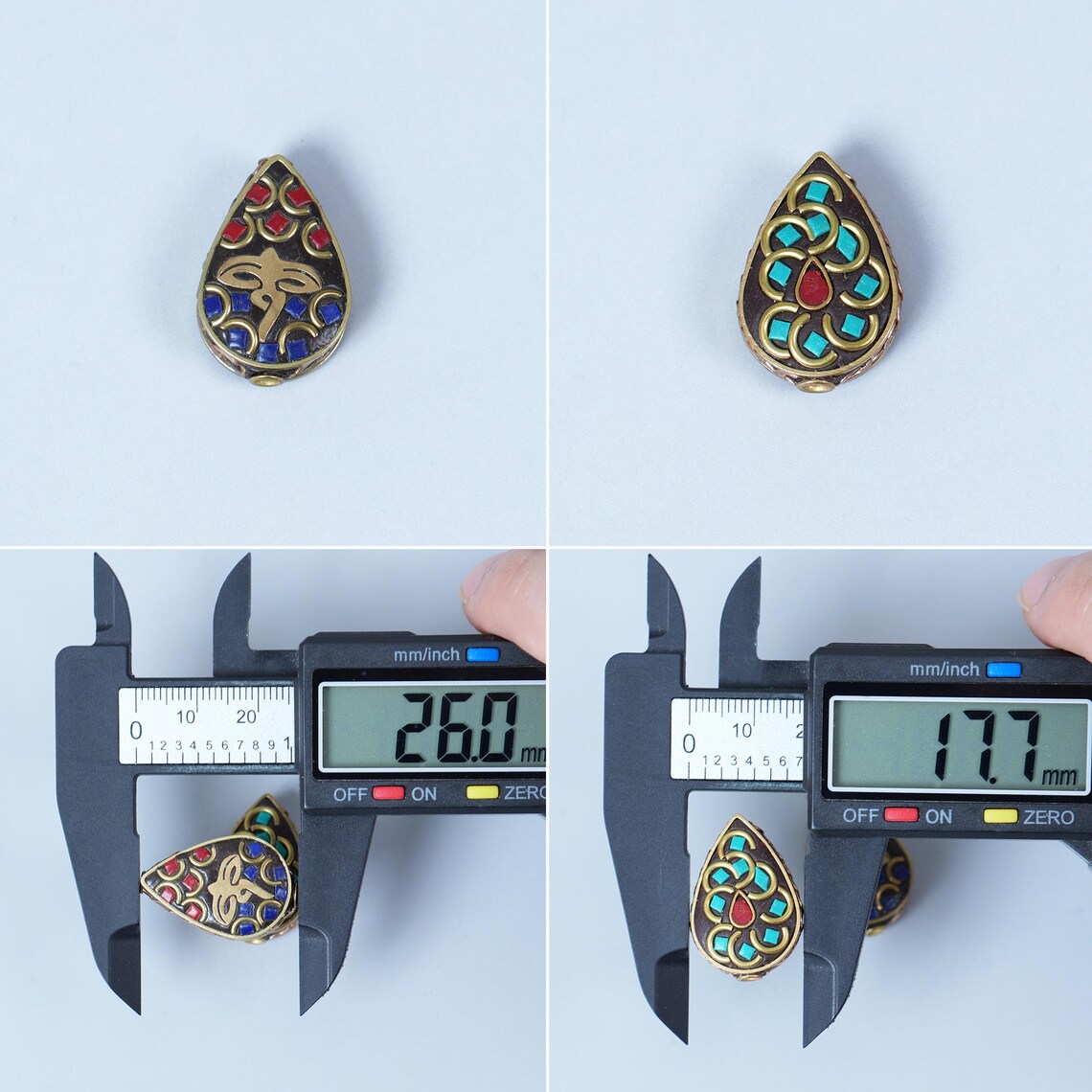 DIY Handmade Nepal Inlay Teardrop Pendant, Ethnic Thangka Amulet Charm ...