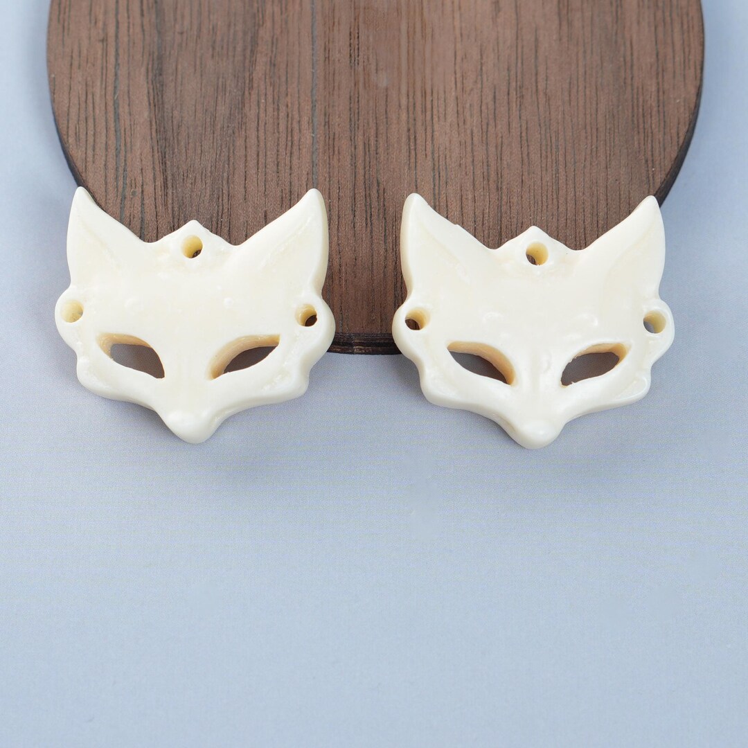 Ivory Nut Fox Mask Bead, DIY Bracelet Spacer, Handmade Buddhist Prayer ...