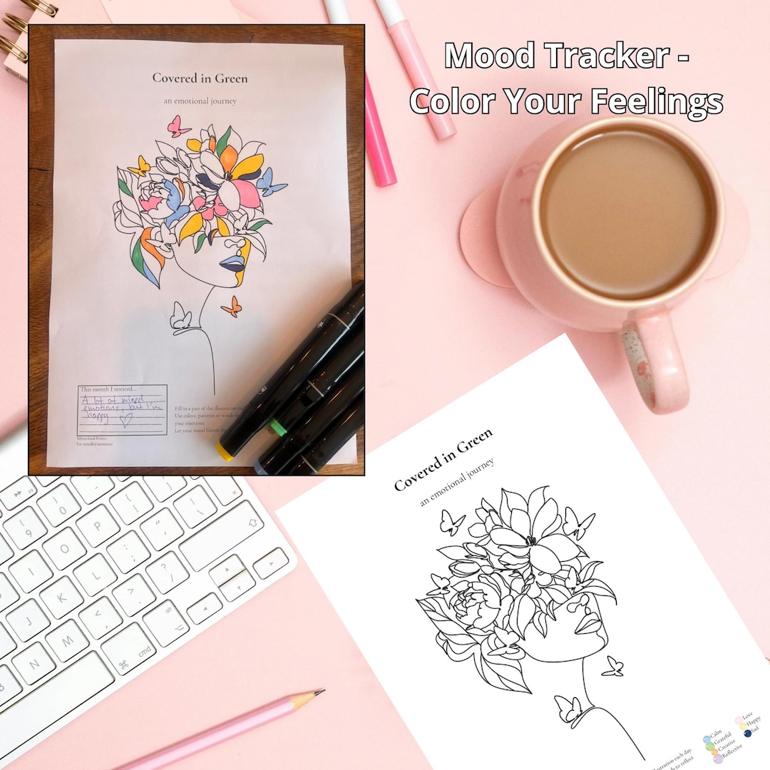 Line Art Mood Tracker: Printable Coloring Page (PDF) - Etsy