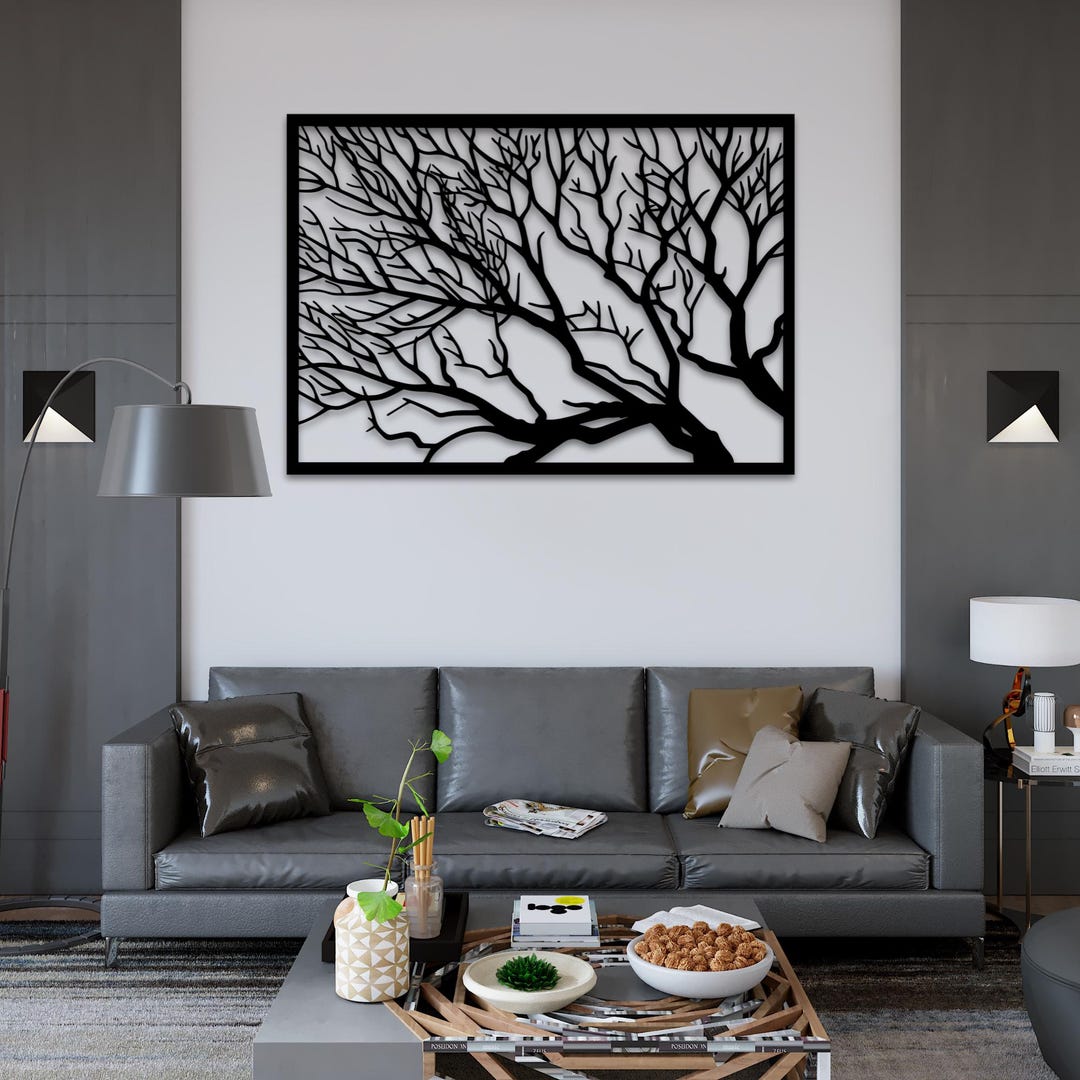 Black Tree Branch Metal Wall Art | Nature-inspired Home Decor ...