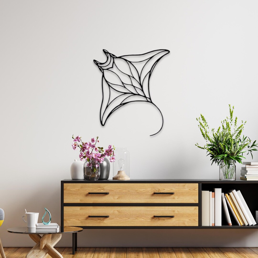 Manta Ray Metal Wall Art Decor | Stingray Marine Themed Wall Decor ...