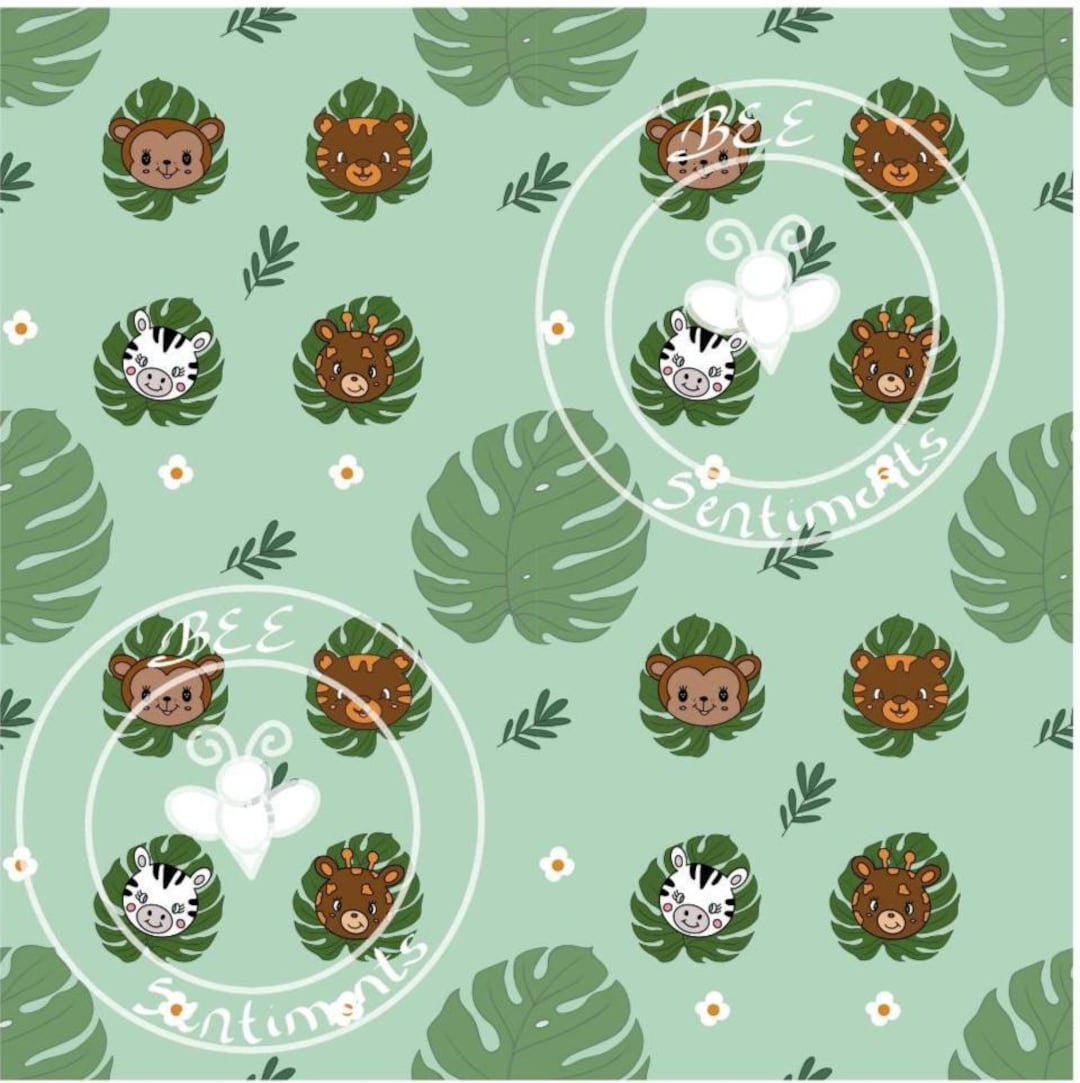 Safari Animal Seamless Pattern | Jungle Nursery Fabric (digital ...