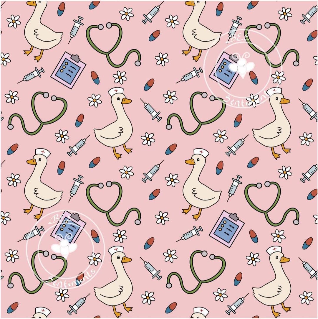 Nurse Duck Medical Pattern: Kawaii Healthcare Design (digital Download ...