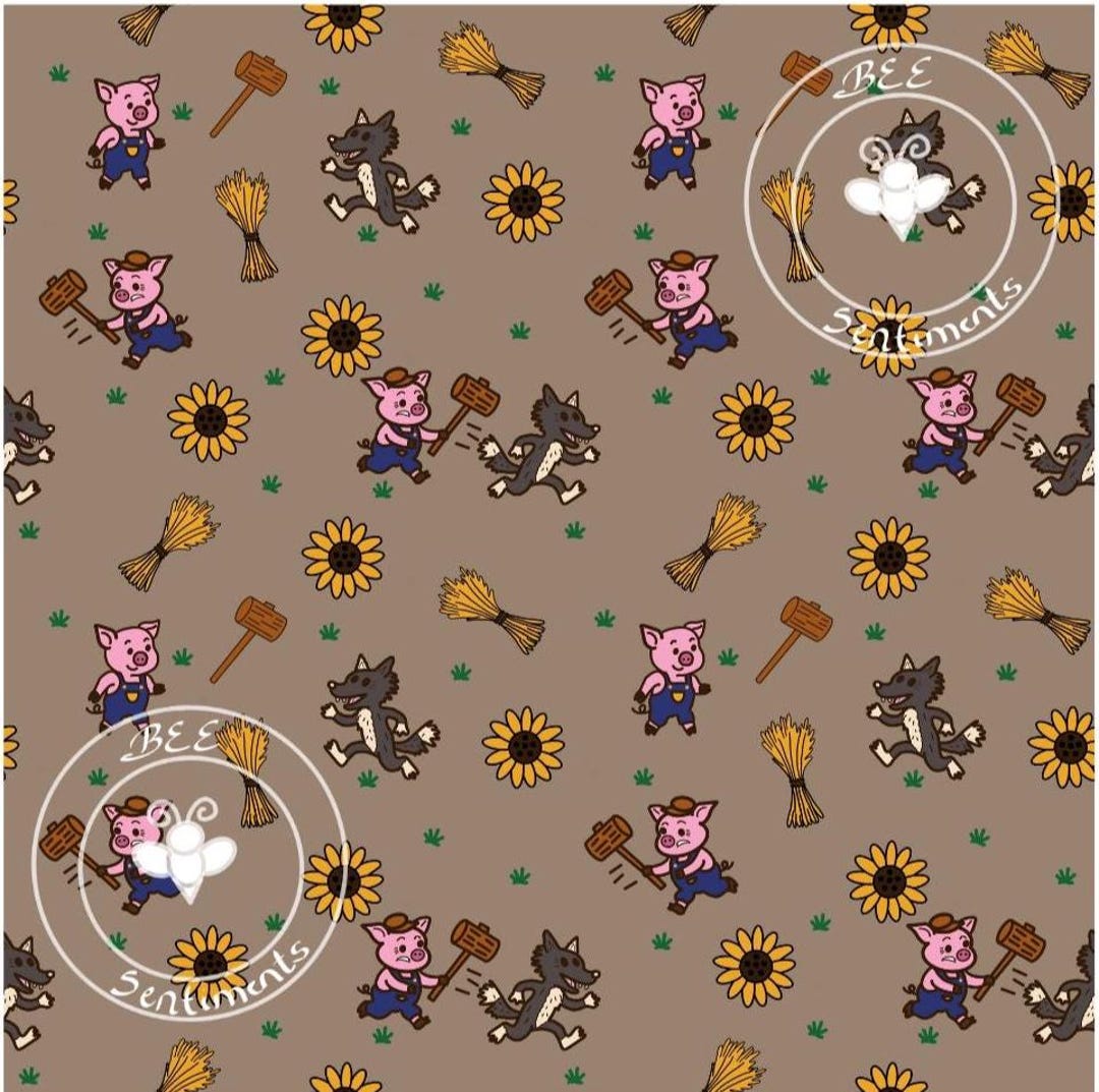Little Pigs & Big Bad Wolf Seamless Pattern: Kids Crafts (digital ...