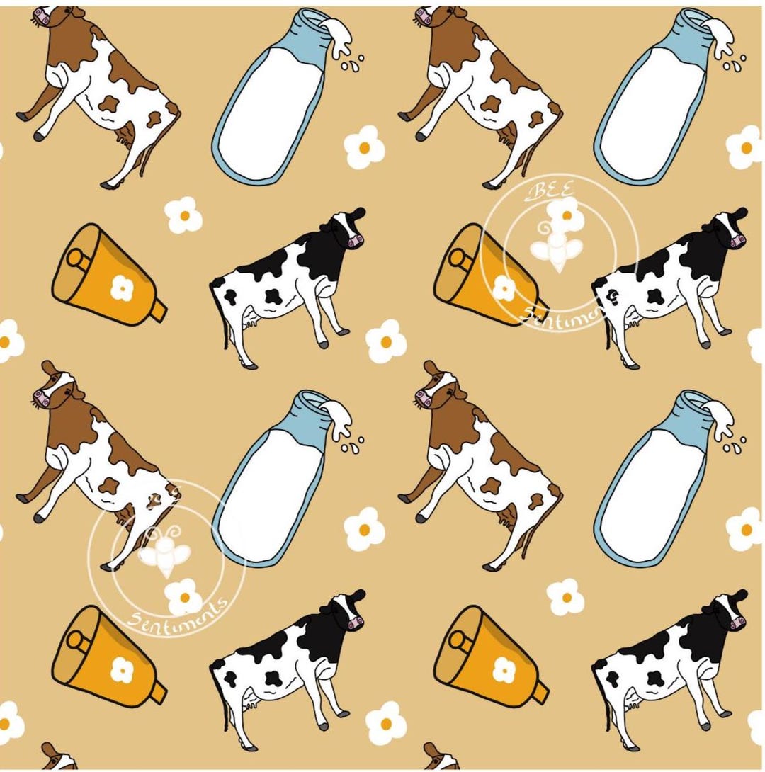 Seamless Cow and Milk Pattern – Cute Dairy Farm Pattern | Blue ...