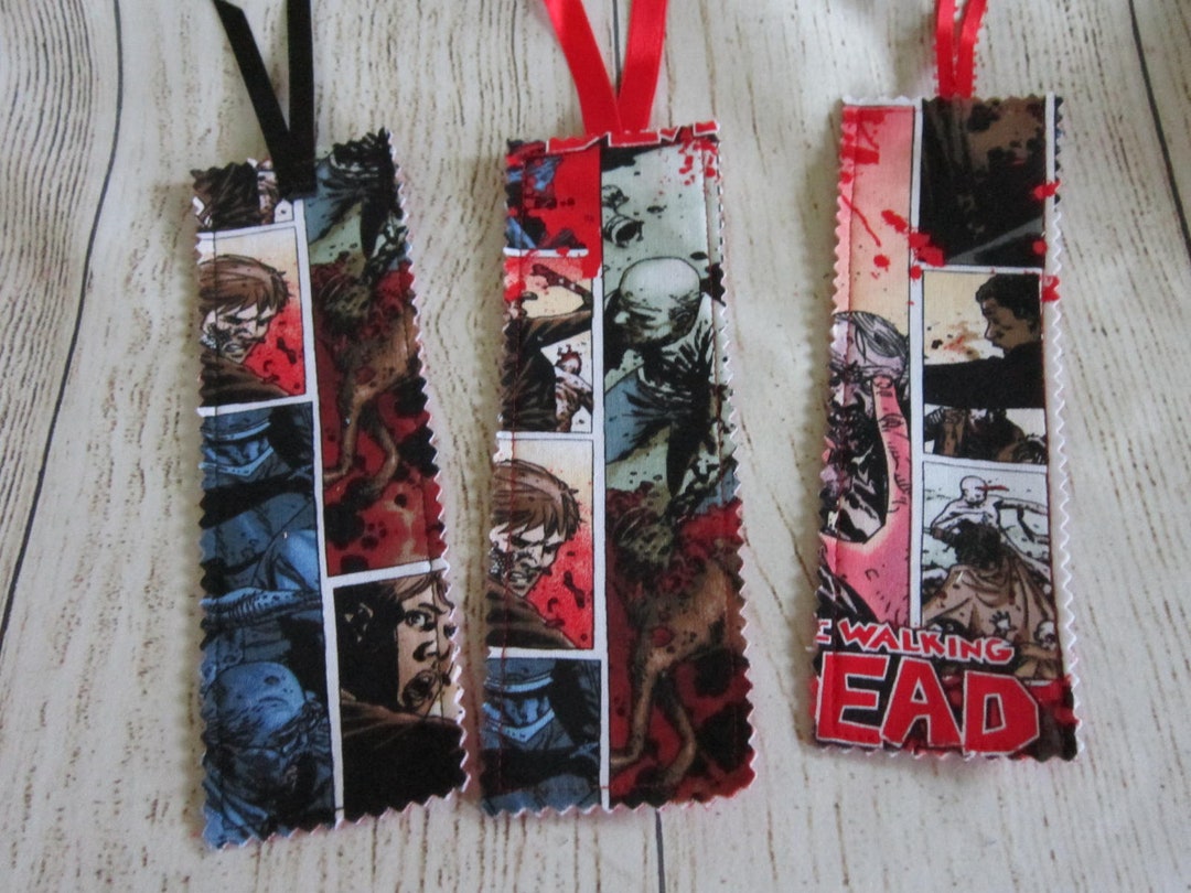 Walking Dead Bookmark, Zombie Bookmark, Fabric Bookmark, Walking Dead ...
