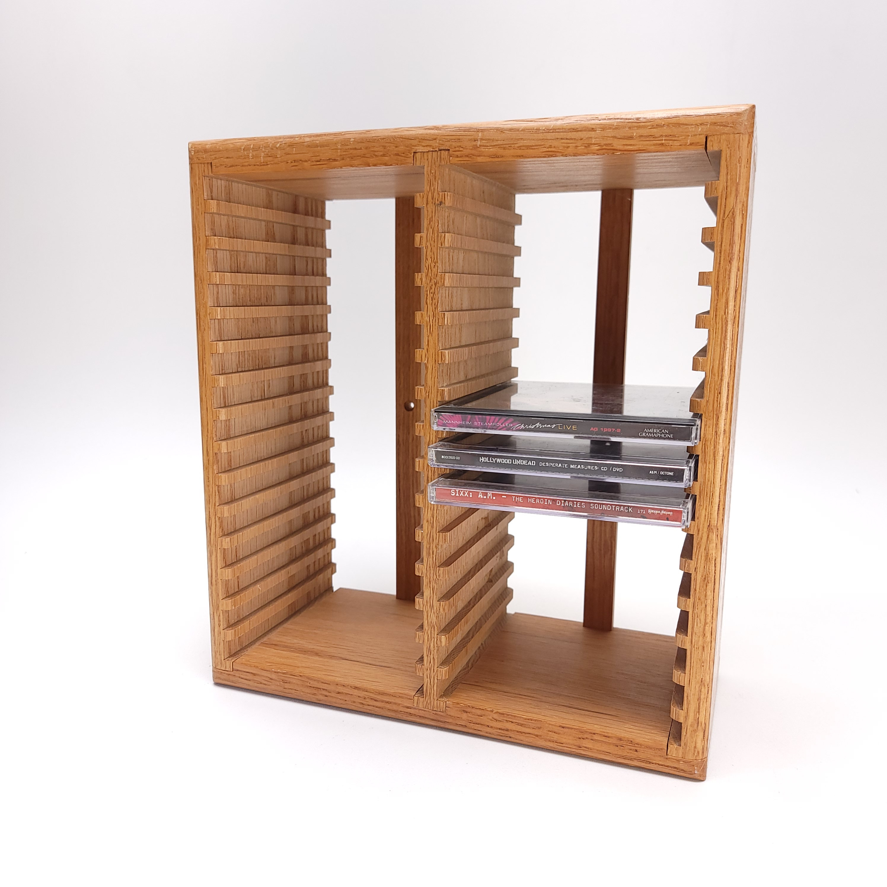CD Storage Rack Tower Holder Solid Oak Wood 30 Cd's Wall or Surface ...