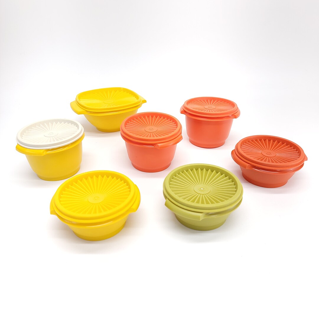 Tupperware Servalier Collection W/ Starburst Lids - Orange Yellow Green ...