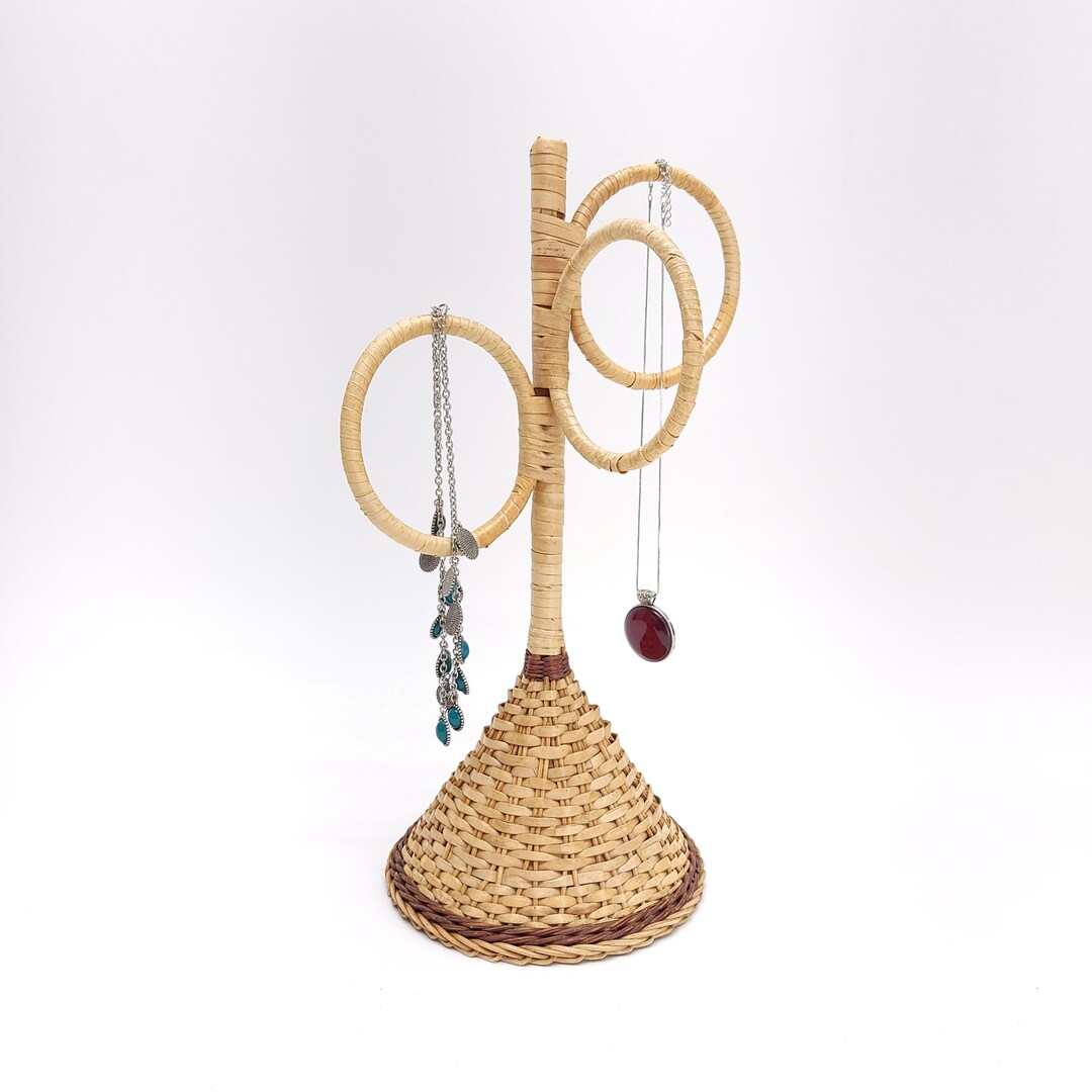 Vintage Boho Wicker Rattan Bathroom Towel Rack, Counter Top Towel ...