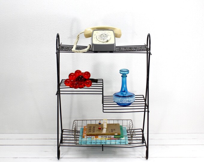 Mid Century Metal Wire Shelf Atomic Bookshelf Side Table - Etsy