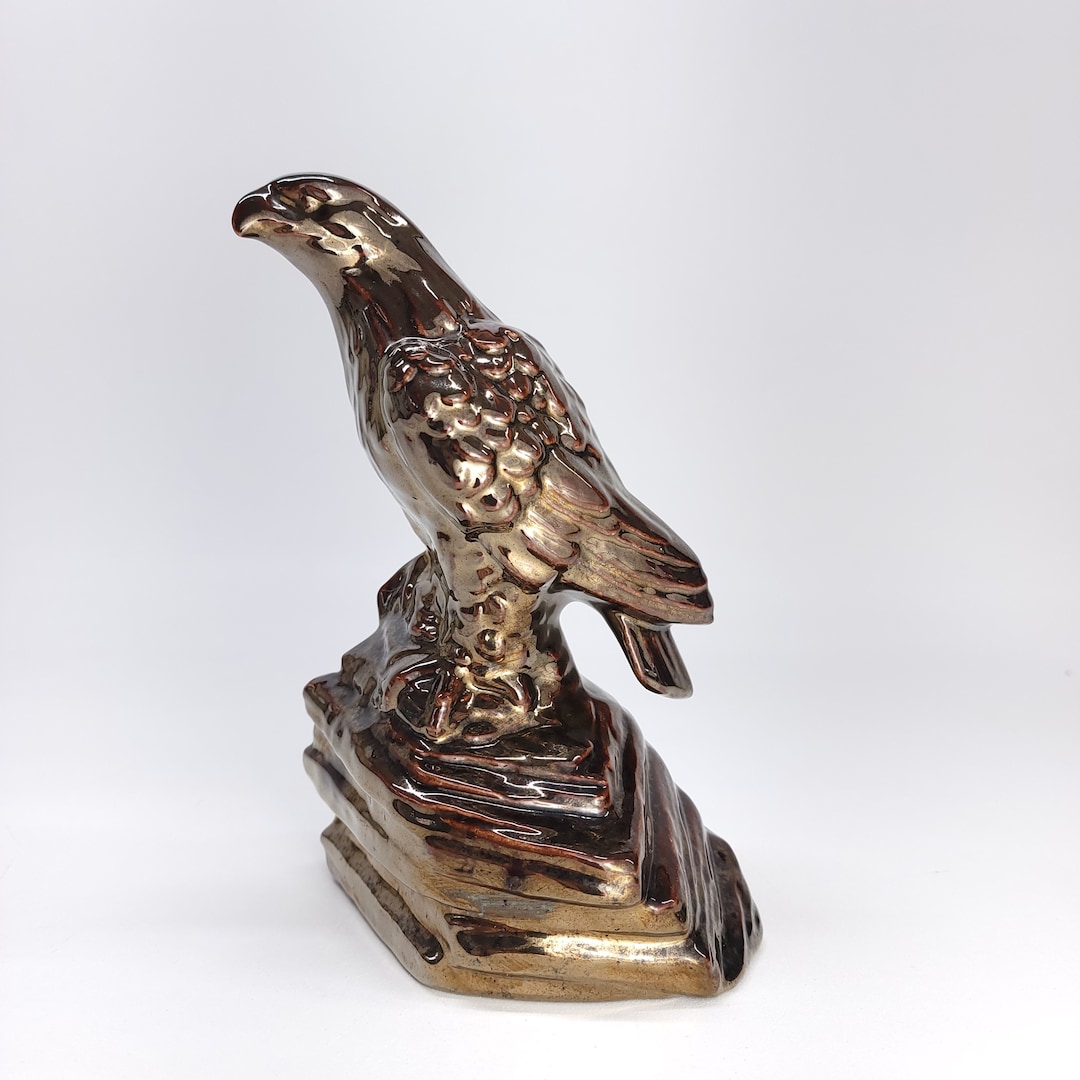 Eagle Statue Art Deco, Bronze Glazed Ceramic, Falcon, Hawk, Birds of ...