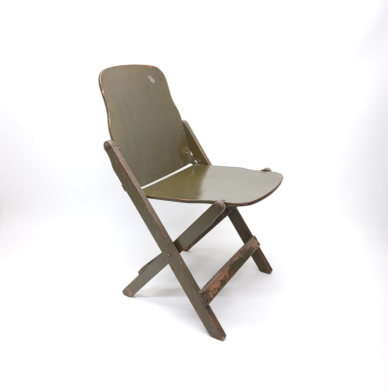Vintage WW2 Folding Military Chair Army Green WWII Field Chair 1940's ...