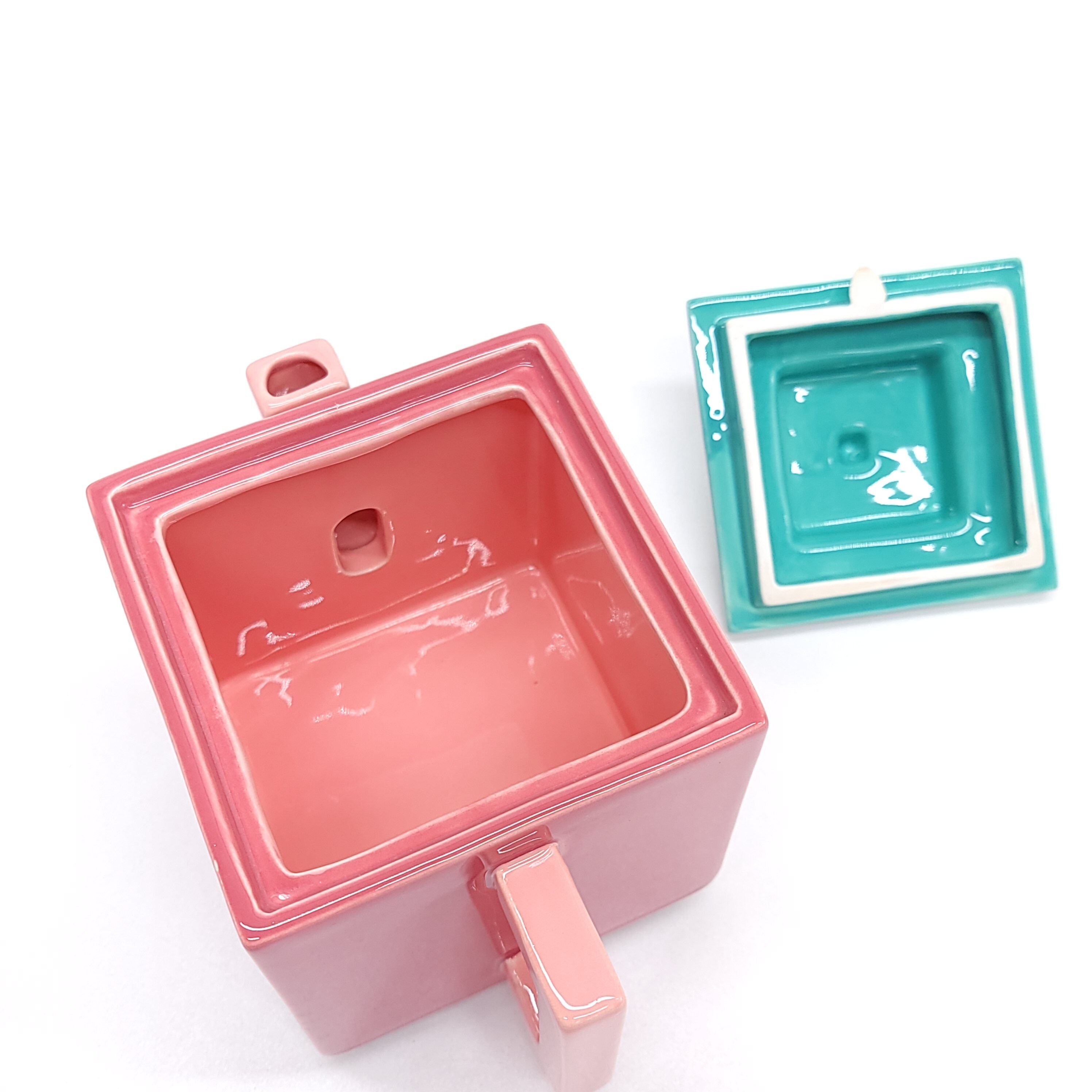 Teapot Aileen Liou Art Deco Modern Ceramic Pink and Sea Green Coyne's ...