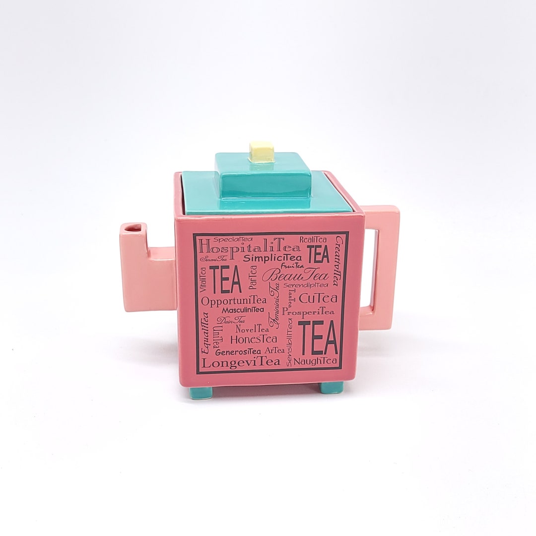Teapot Aileen Liou Art Deco Modern Ceramic - Pink and Sea Green - Coyne ...