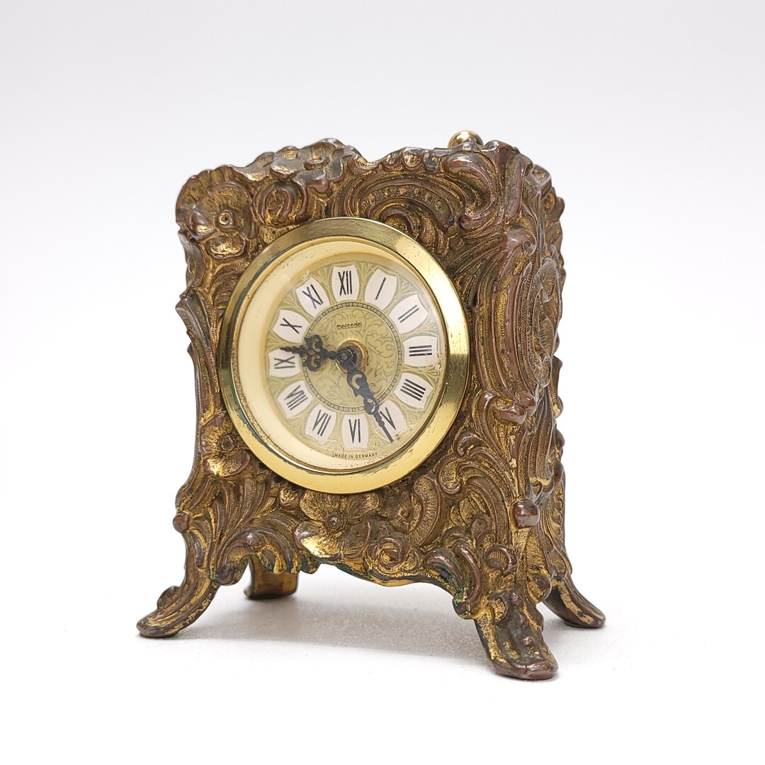 Antique Gold Gilt Bronze Mercedes Clock, Mantle Clock, Bedside Clock ...