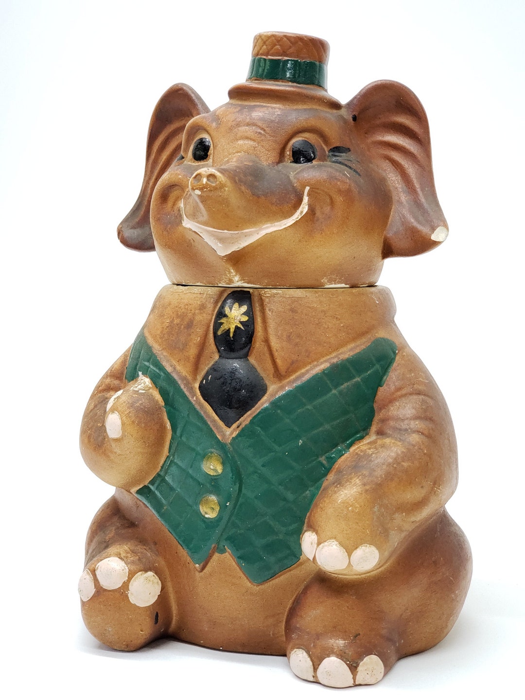 Vintage Elephant Cookie Jar - Bingo - Etsy