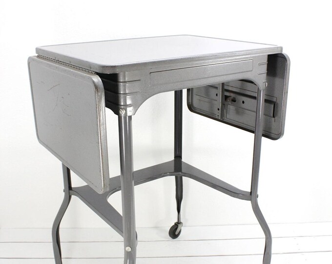Gun Metal Grey Typewriter Table Mid Century Steel Luxco Industrial - Etsy