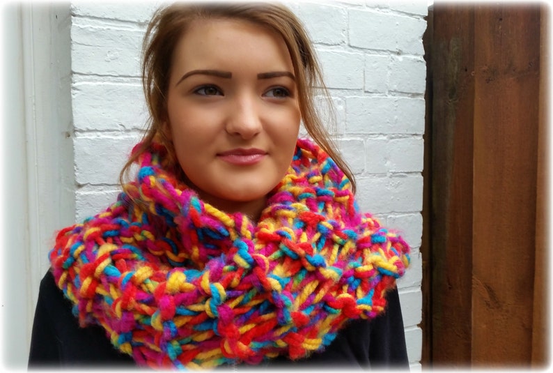 Rainbow Outlander Style Cowl Super Warm Thick and Soft Infinity Scarf ...