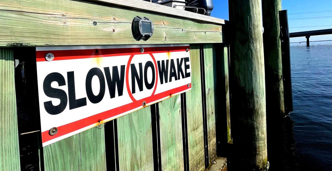 NO WAKE Sign for Dock / Bulkhead - Extra Large 36" X 12" - PVC Material ...