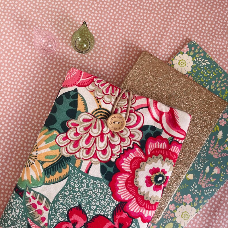 Floral Book Sleeve – Colorful Padded Fabric Book Cover – Handmade Gift ...