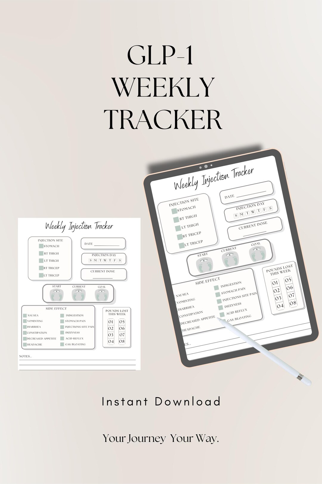 GLP-1 Weekly Tracker – Ozempic, Mounjaro, Wegovy, Zepbound – Semagutide ...