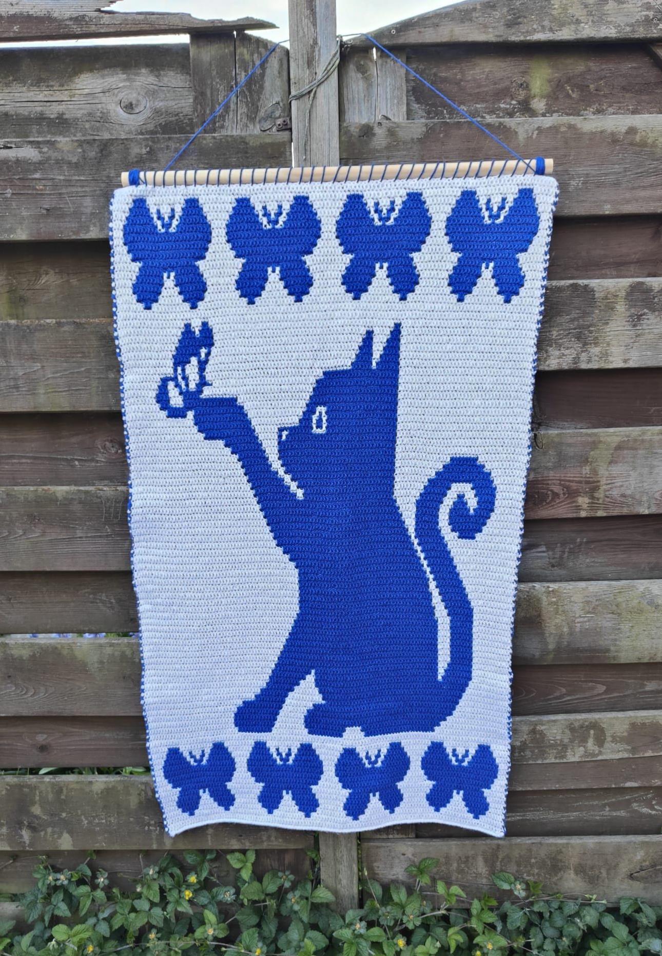 Overlay Mosaic Crochet Pattern - Cat and Butterfly - Wall Hanging, Baby ...
