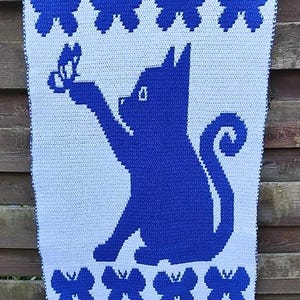 Overlay Mosaic Crochet Pattern - Cat and Butterfly - Wall Hanging, Baby ...