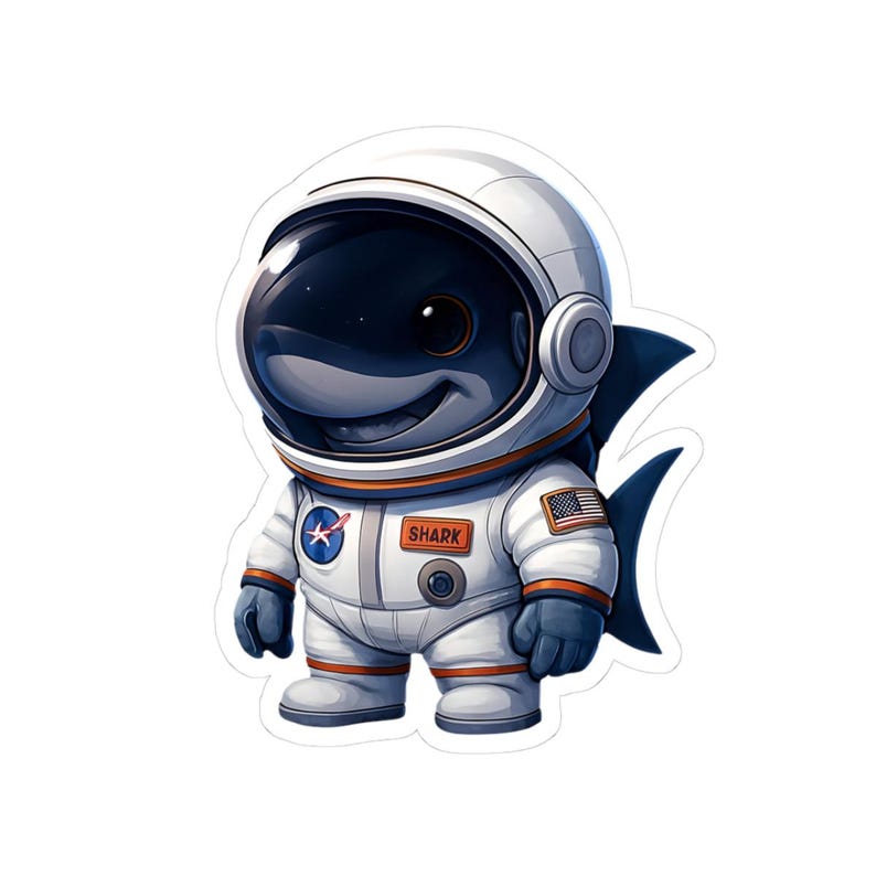 Adorable Astronaut Shark Kiss-cut Stickers, Cute Decor for Laptops ...