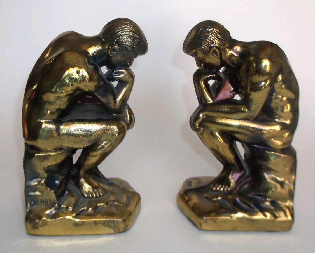 Cast Metal 'the Thinker' Bookends - Etsy