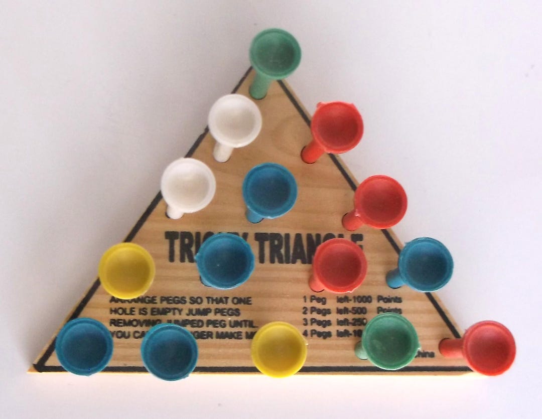 Tricky Triangle Wooden Puzzle Skipping Peg Game - Etsy