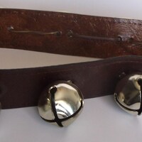 Black Leather Sleigh Brass Bell Door Strap - Etsy