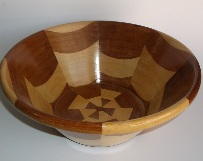 Vintage Wooden Inlay Large Fruit Bowl by Dave Boulet - Etsy