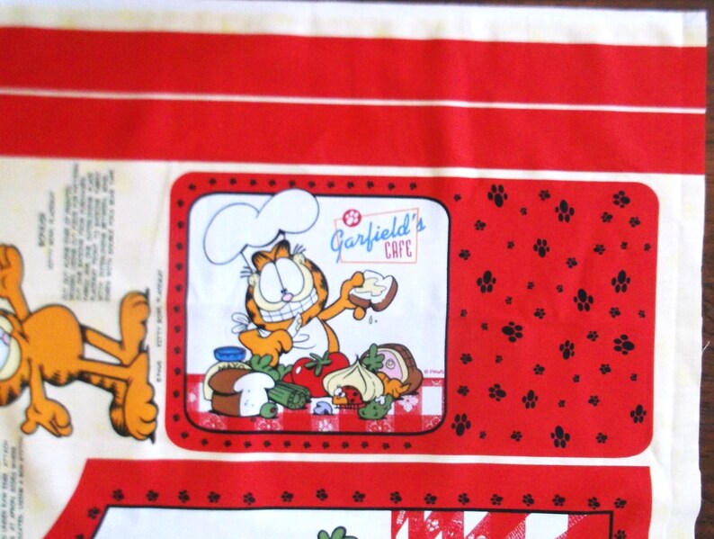 Vintage Garfield Chef Apron Fabric Sewing Panel for Summer Picnic ...