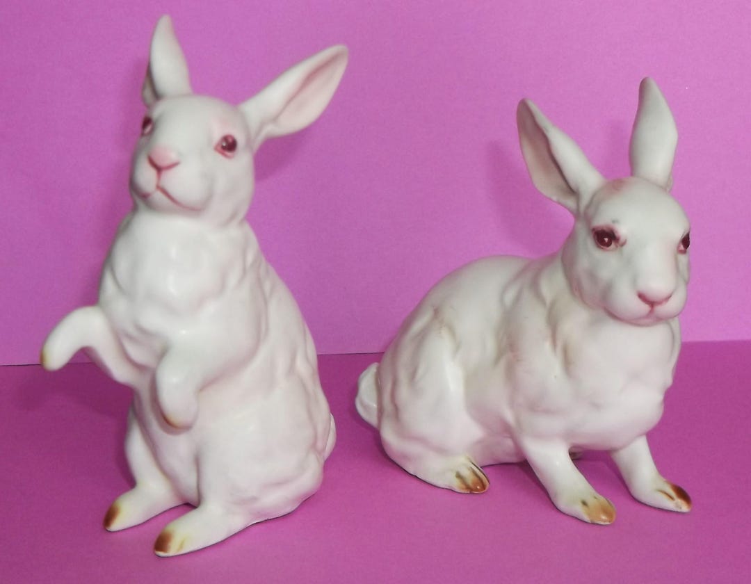 Lefton's Japan Porcelain Bunny Rabbit Pair Figurines - Etsy
