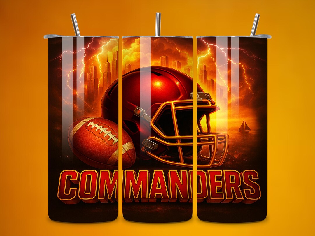 COMMANDER Football Team 20oz Skinny Tumbler Wrap PNG, Seamless Design ...