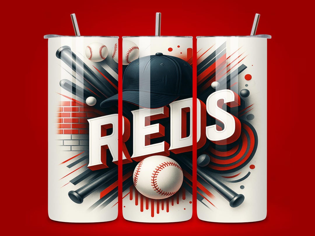 RED Baseball Team 20oz Skinny Tumbler Wrap PNG, Seamless Design, 20oz ...