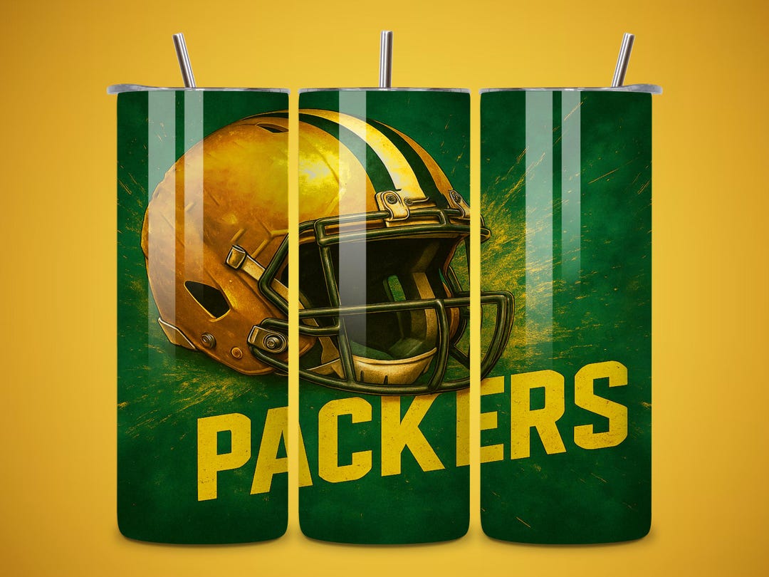 PACKER Football Team 20oz Skinny Tumbler Wrap PNG, Seamless Design ...